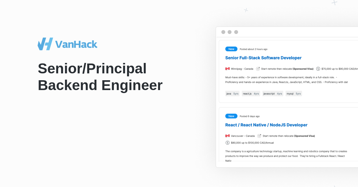 Senior/Principal Backend Engineer - VanHack